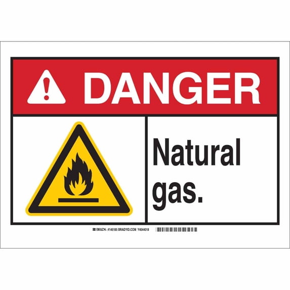 Brady 145181 Aluminum "Danger Natural Gas." Sign, 7" H x 10" W, Black ...