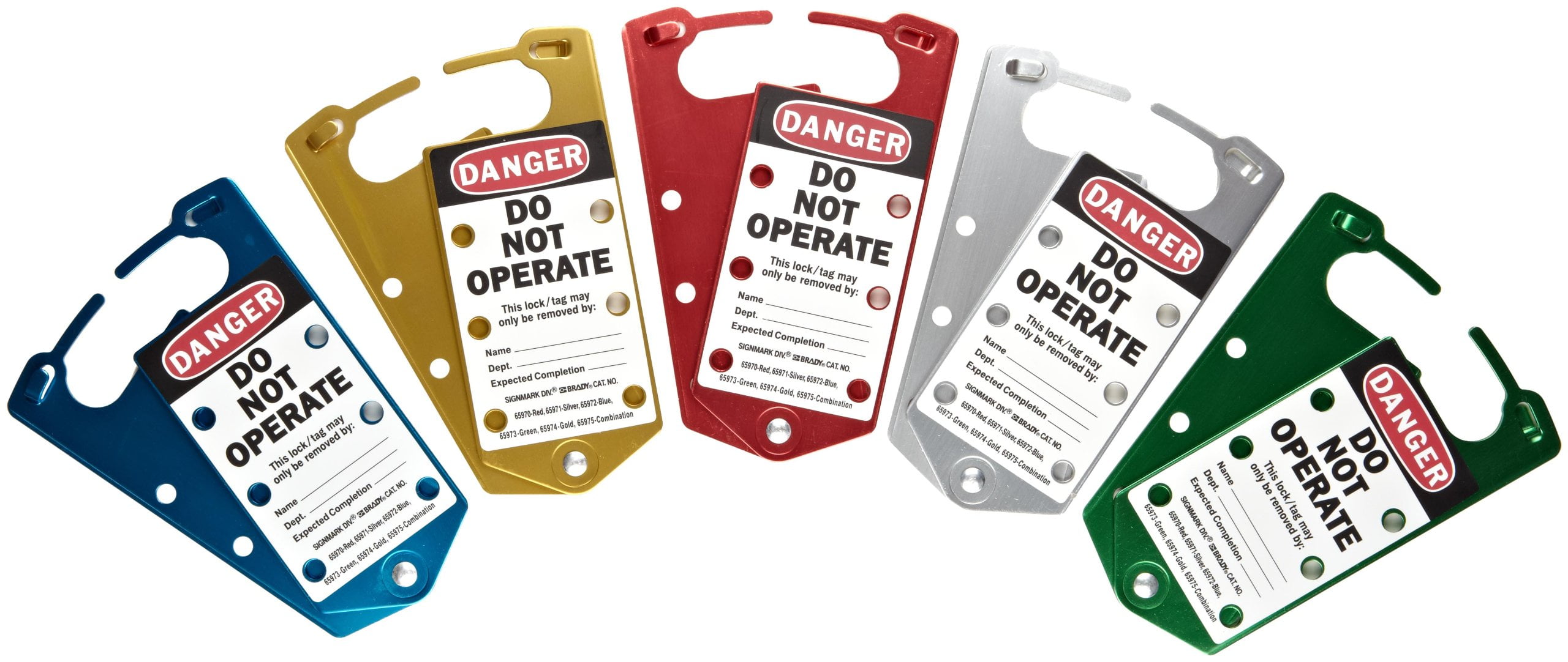 Brady Anodized Aluminum Labeled Lockout Hasp, 5 Color Assortment (Pack ...