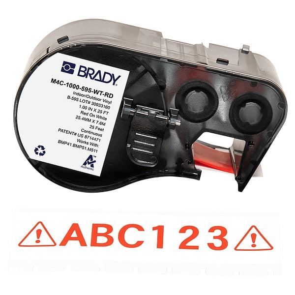 Brady Continuous Label Cartridge,Red/White M4C-1000-595-WT-RD - Walmart.com
