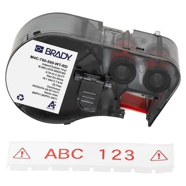 Brady Continuous Label Cartridge,White,Gloss M4C-750-595-WT-RD ...