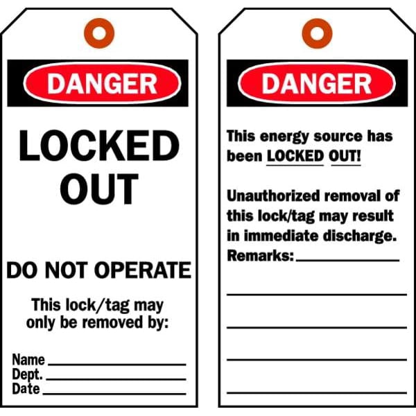 Brady Danger Tag,5-3/4 x 3 In,Cardstock,PK25 65454 - Walmart.com