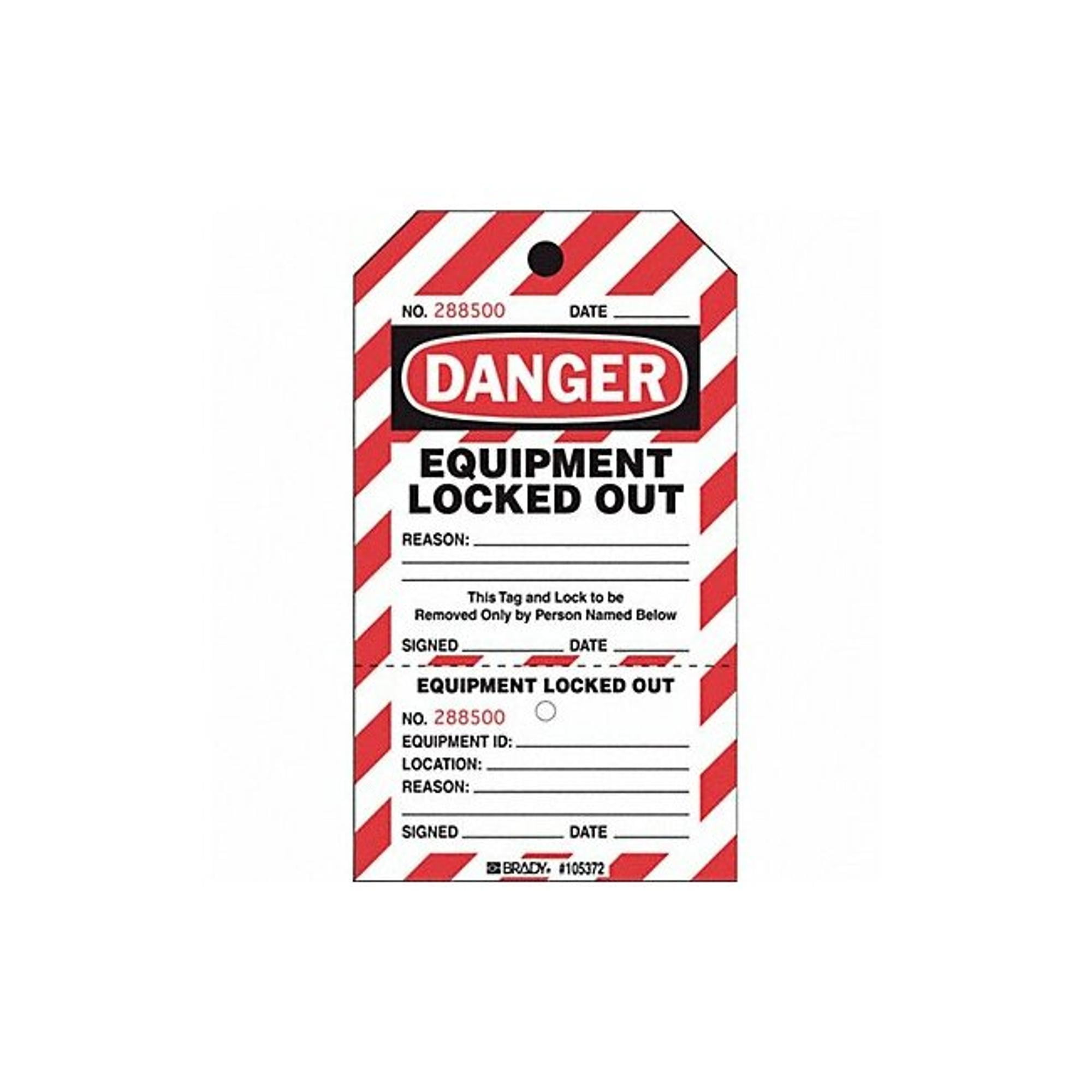 Brady Danger, Equipment Locked Out, 4 in W x 7 1/2 in H, Polyester 25 ...