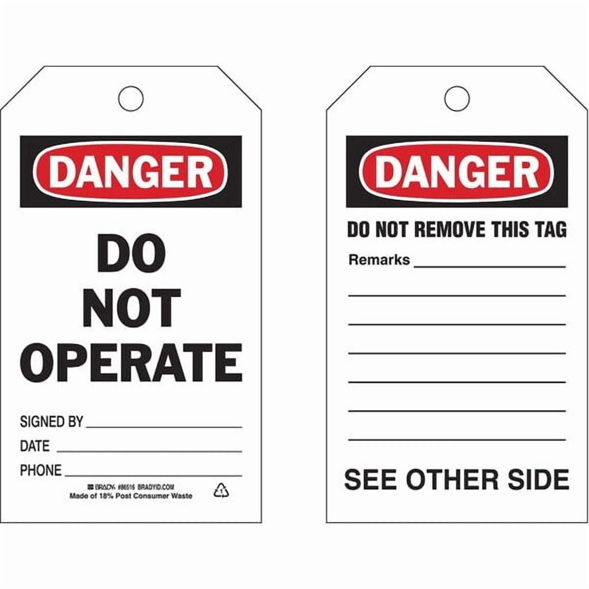 Brady Danger Tag,7 x 4 In,Bk and R/Wht,PK10 86516 - Walmart.com