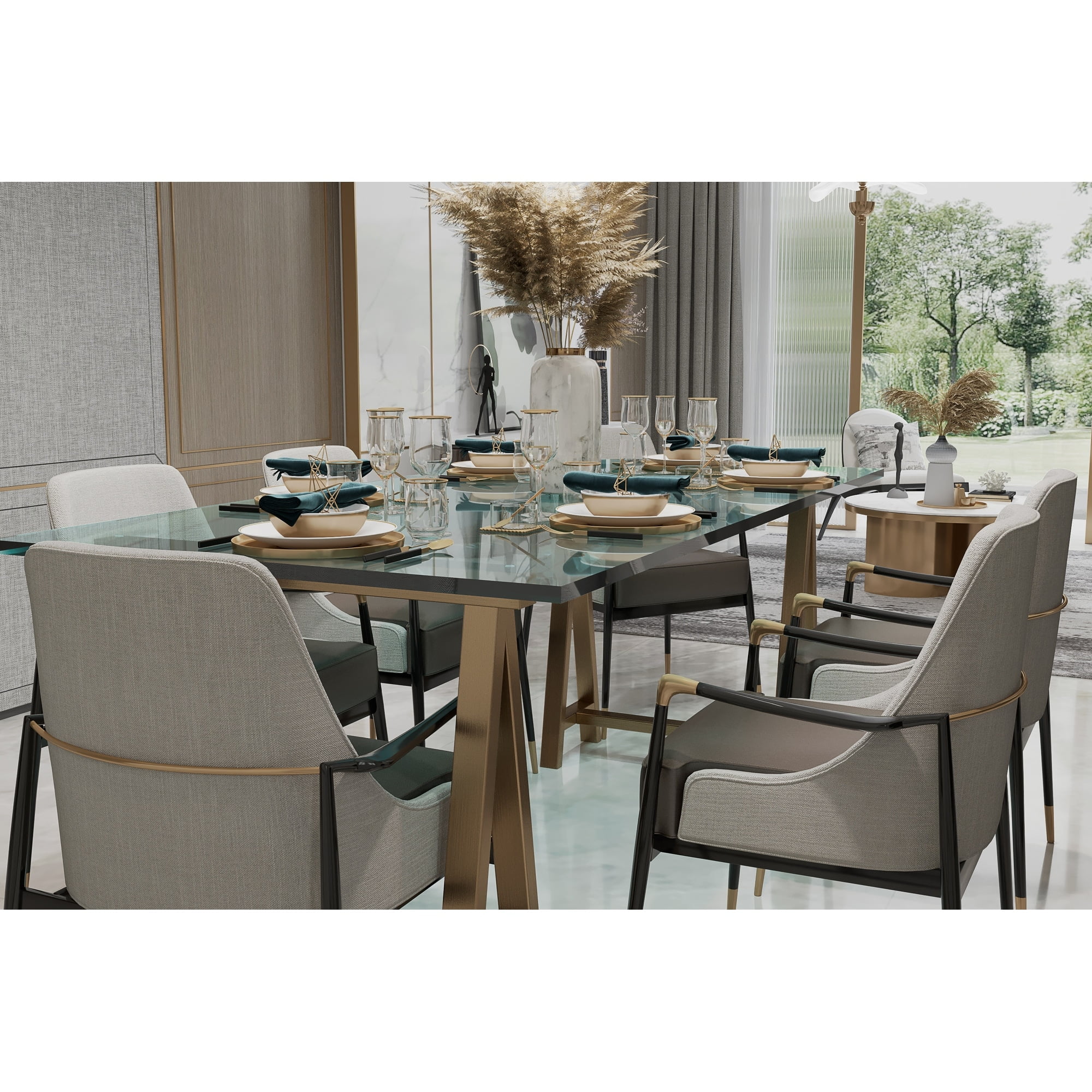 Brady Dining Table Brass 55Wx30D" - Brass - Walmart.com