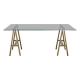 Brady Dining Table Brass with Tinted Glass - Walmart.com