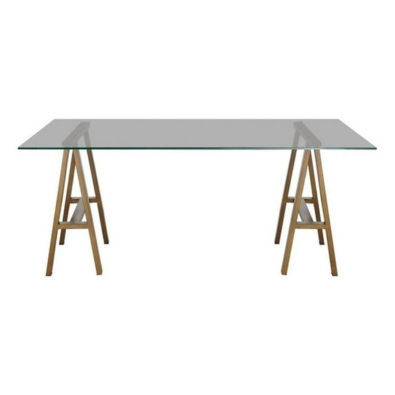 Brady Dining Table Brass with Tinted Glass - Walmart.com