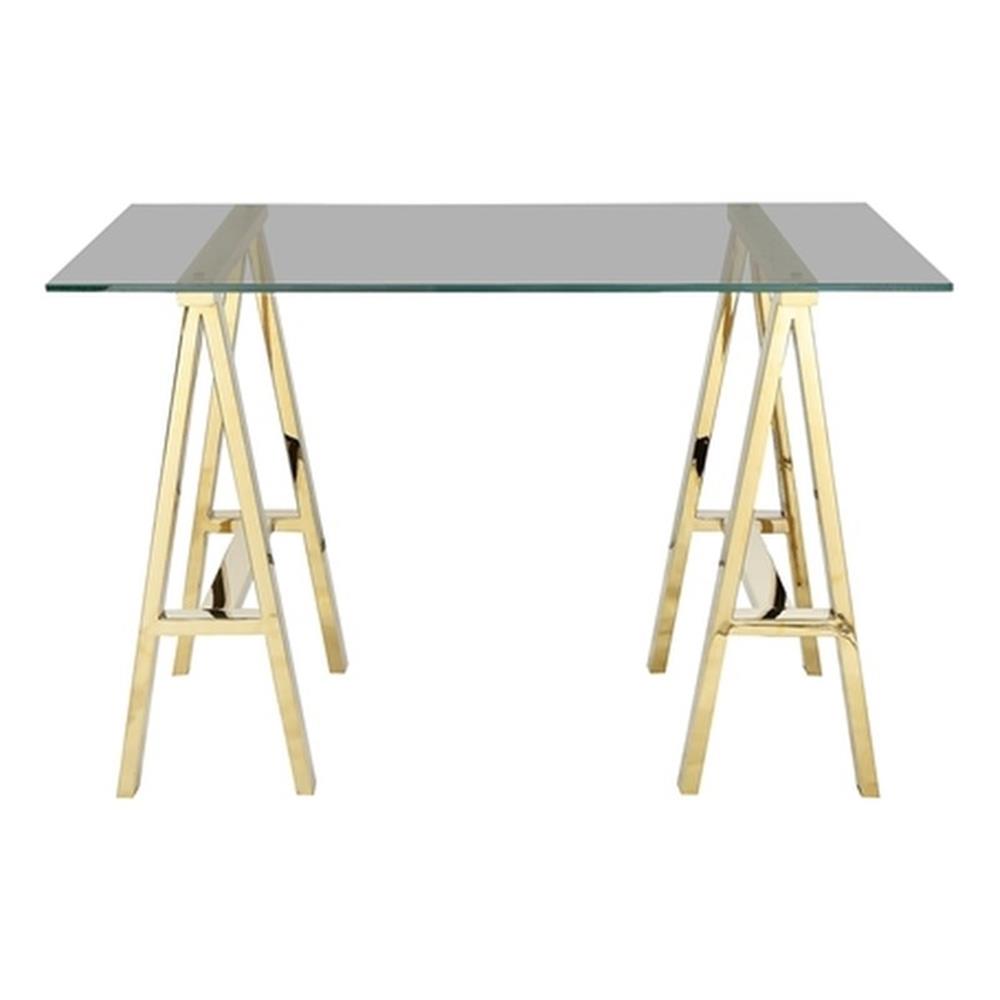 Brady Dining Table Extra Small Gold with Tinted Glass - Walmart.com