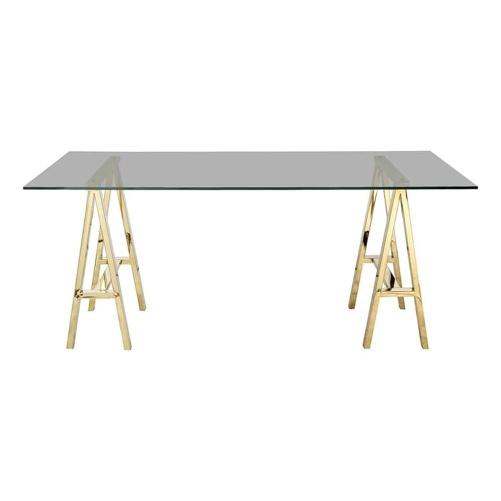 Brady Dining Table Gold with Tinted Glass - Walmart.com