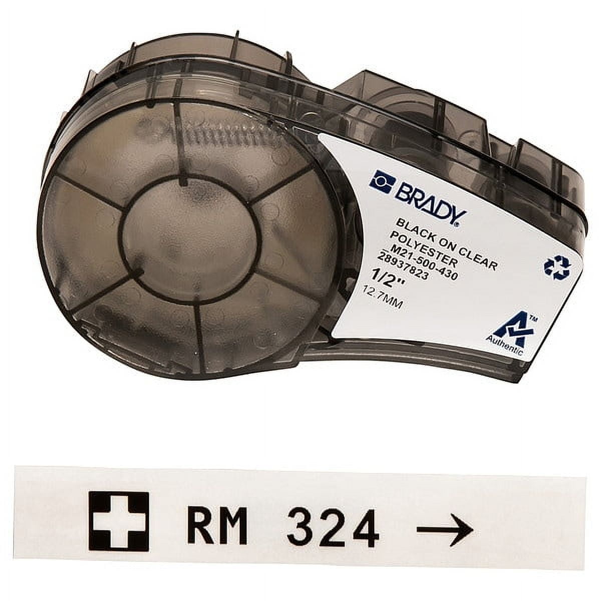 Brady Label Tape Cartridge, Black/Clear, Labels/Roll: Continuous M21 ...