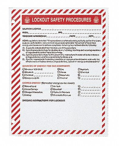 Brady Lockout Procedure Forms 3-hole,PK25 LOSF5 - Walmart.com