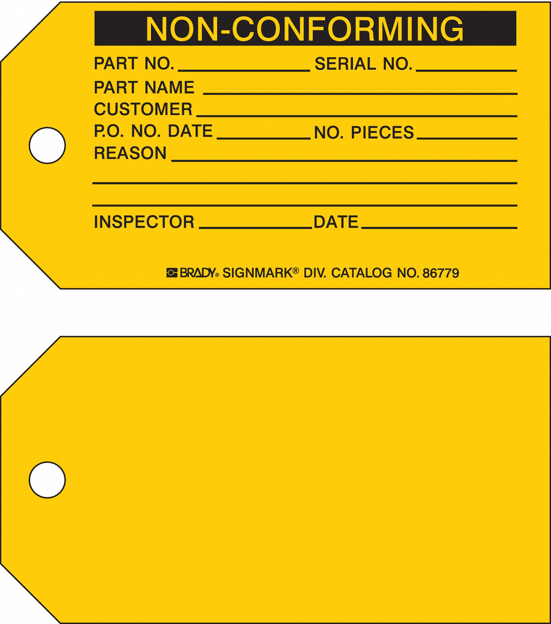 Brady Non-Conforming Tag,3 x 5-3/4 In,PK100 86779 - Walmart.com