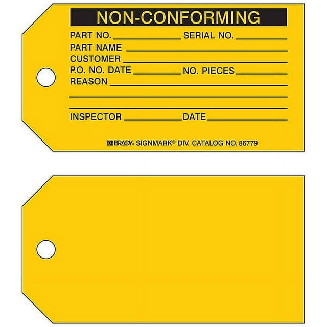 Brady Non-Conforming Tag,3 x 5-3/4 In,PK100 86779 - Walmart.com