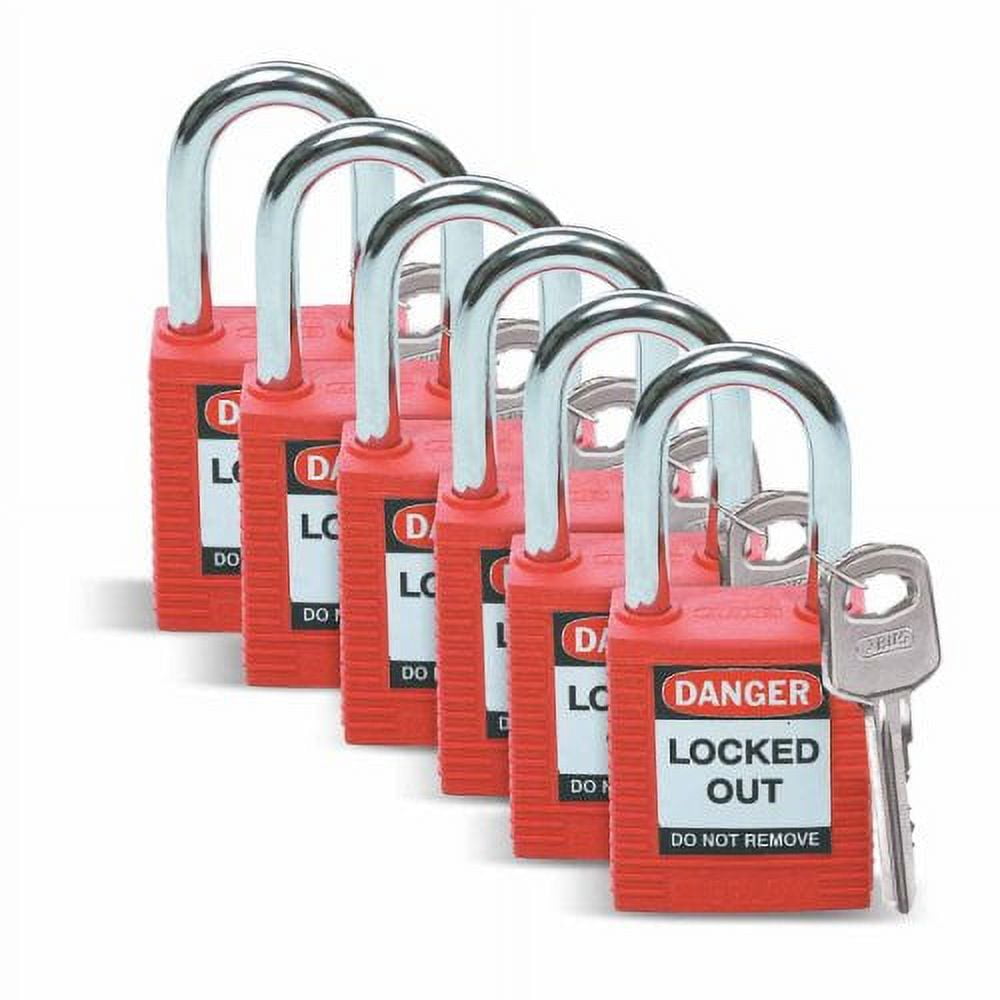 Brady Nonconductive Nylon Padlocks - 6-Pin Cylinder, 6/PK (J05200965 ...