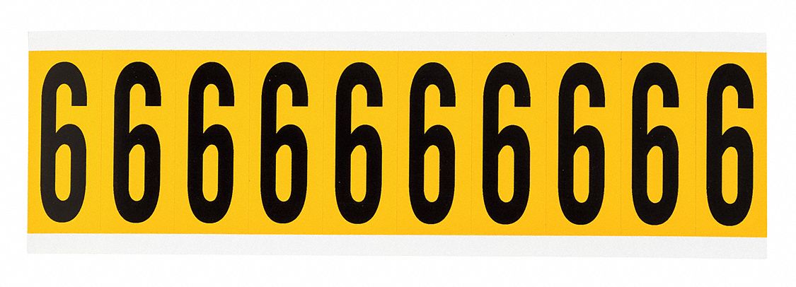 Brady Number Label,6,2-1/4in.Hx7/8in.W,Vinyl 1534-6 - Walmart.com