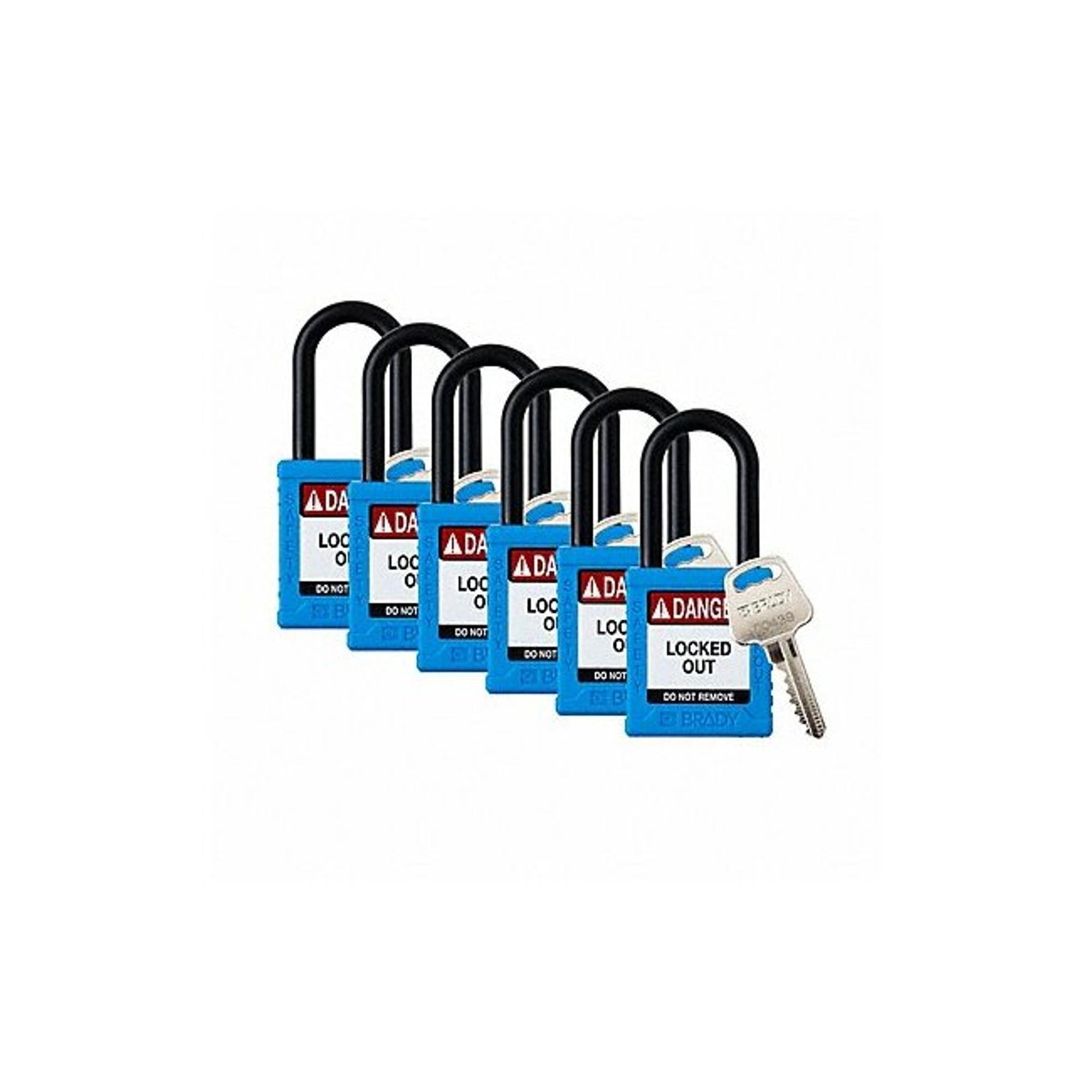 Brady Padlock,6 Pins,Blue,PK6 SDPL-BLU-38PL-KA6 - Walmart Business Supplies