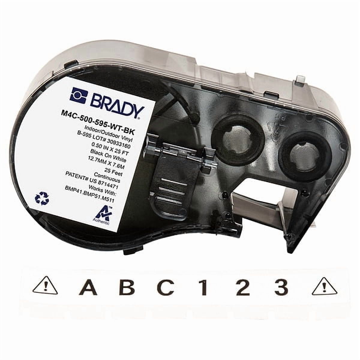 Brady M4C500595WTBK All-Weather Vinyl Labels 0.5" x 25' - Black on ...