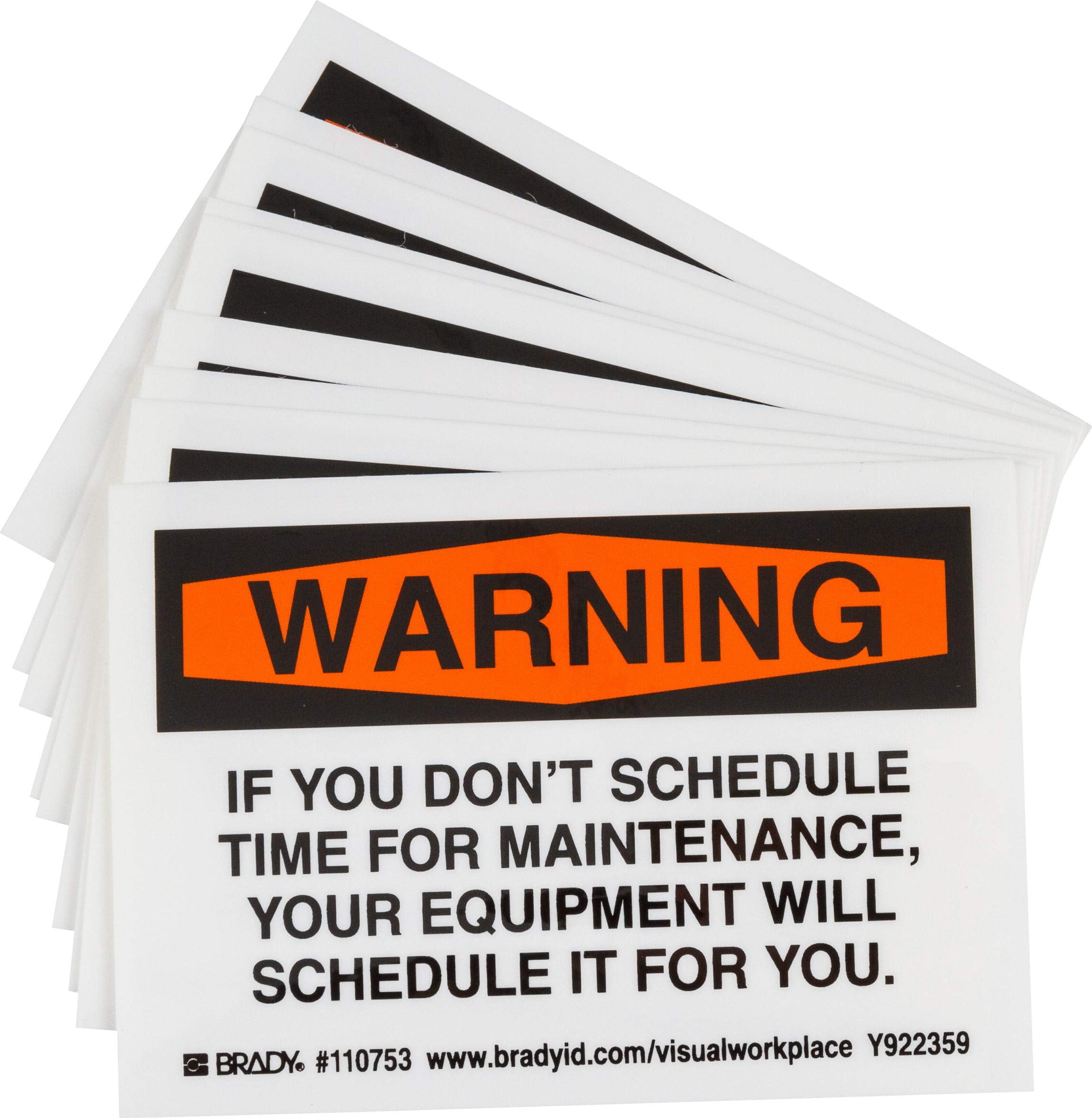 Brady SPC Brady 110753 Reliability Label, Black/Orange on White, 10 ...