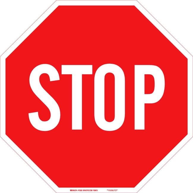 Brady Worldwide B2249693 18 x 18 in. HIP Reflective Aluminum Stop Sign ...