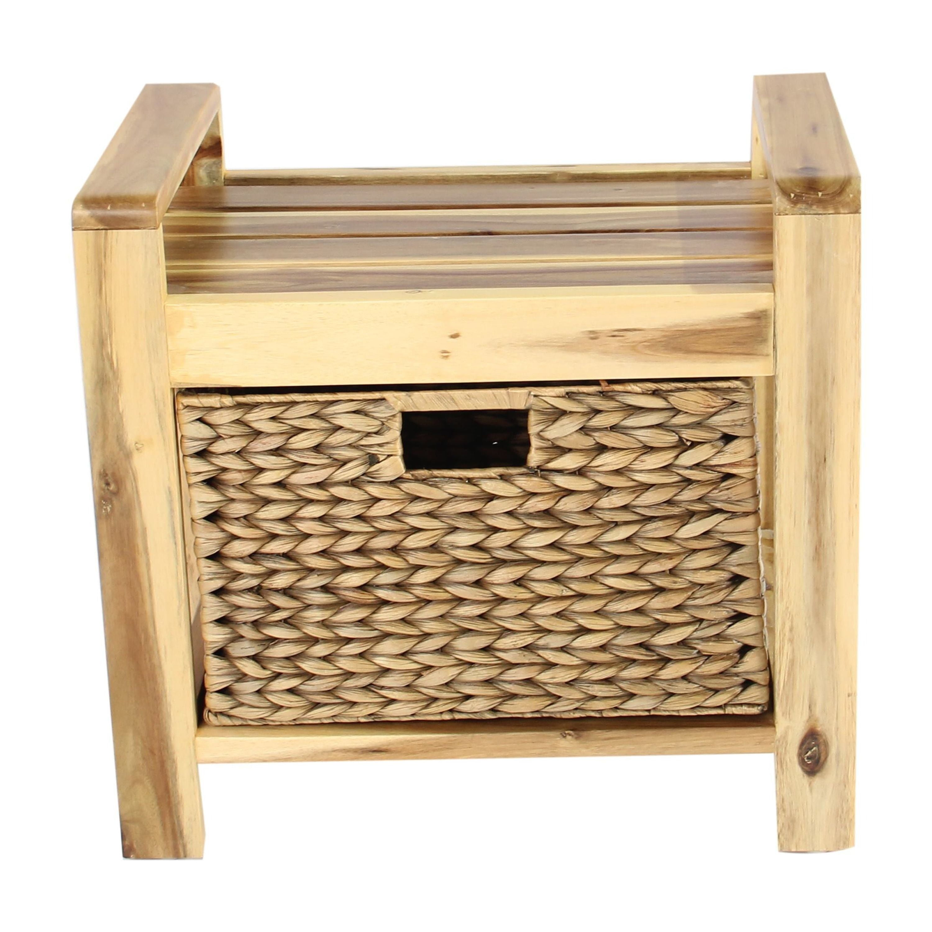 Brae water hyacinth Wood Storage Stool - Walmart.com