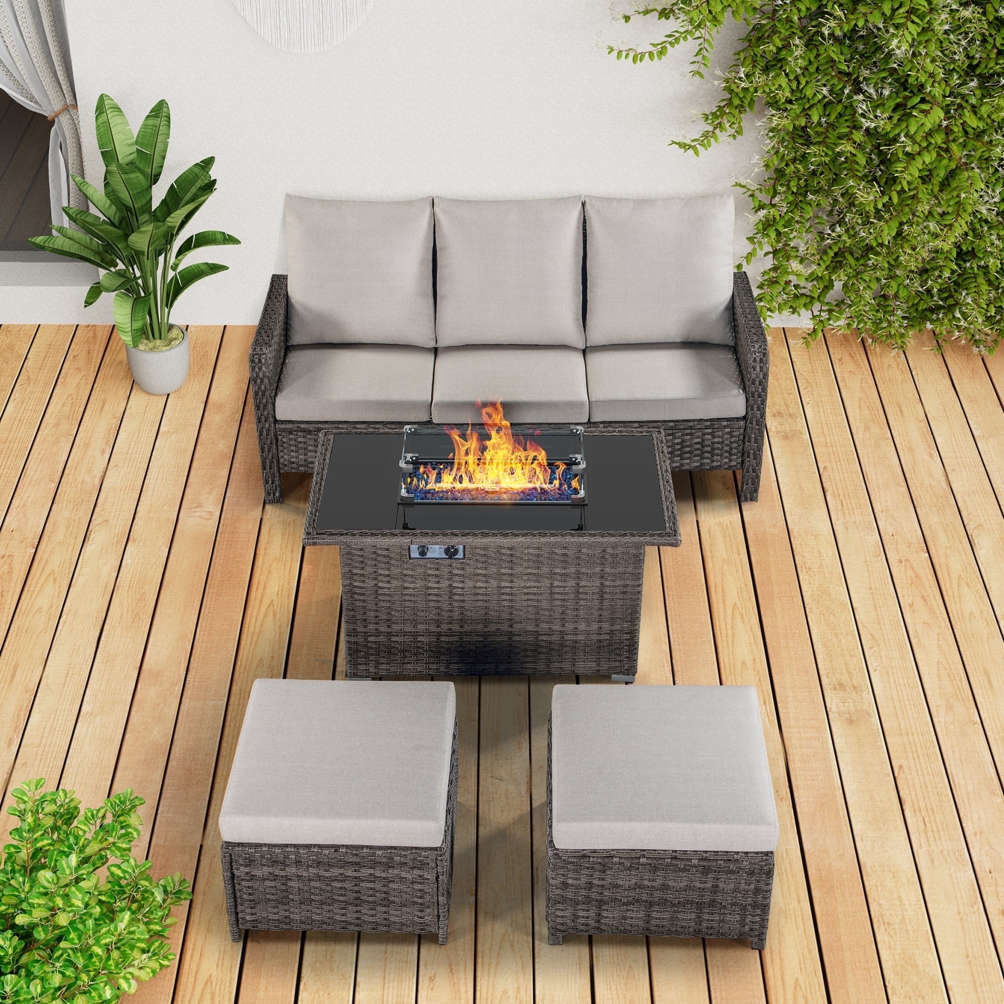 Brafab 5 Steel UV-resistant Outdoor Conversation Sets with Table and ...