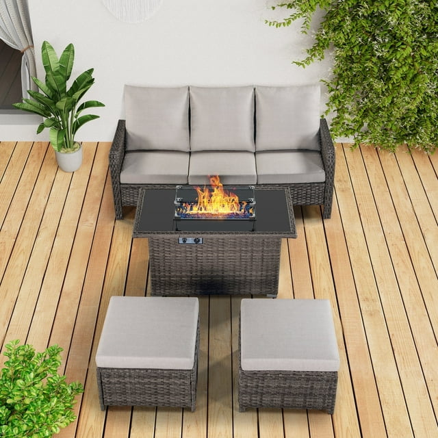 Brafab 5 Steel UV-resistant Outdoor Conversation Sets with Table and ...