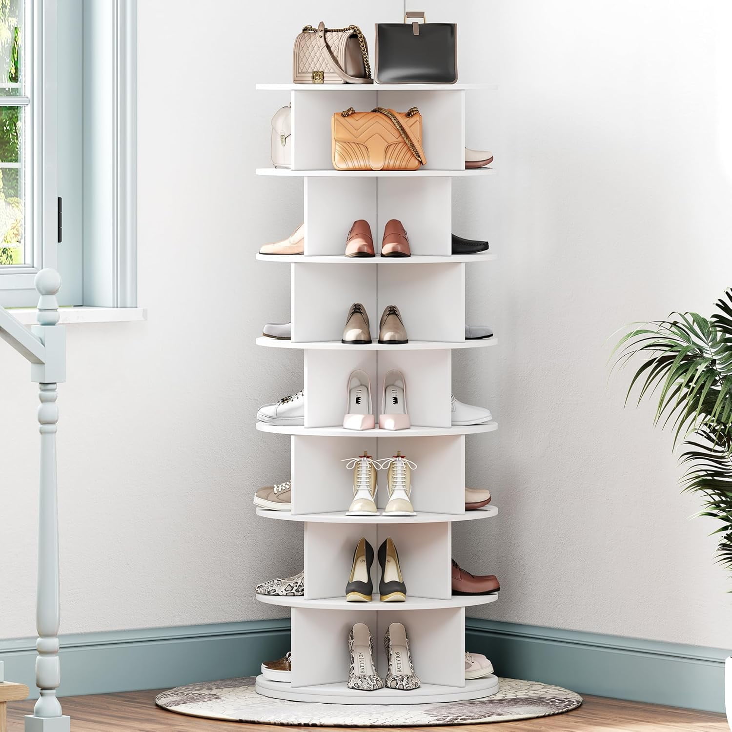 Brafab 7-Tier Rotating Shoe Rack Tower, 360-Degree Spinning Shoe ...