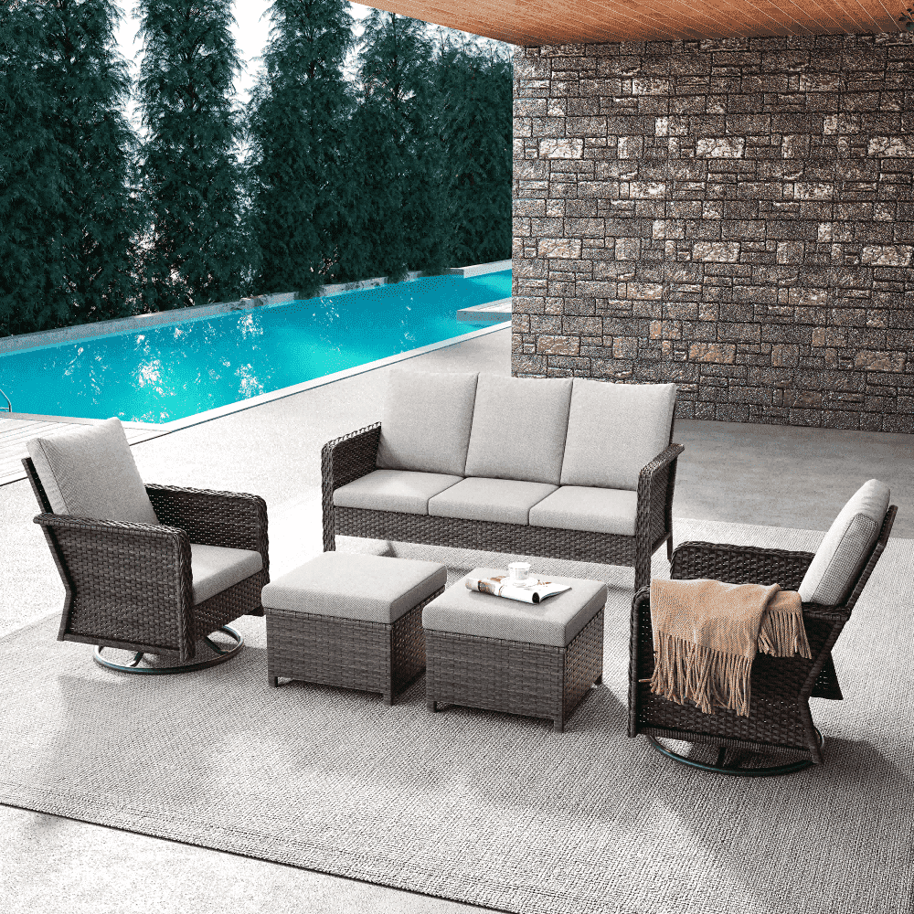 Brafab Patio Furniture Sets with Swivel Chairs Outdoor Conversation Set ...