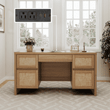 brafabhome 57" Rattan Executive Desk w/ 5 Storage Drawers - Walmart.com