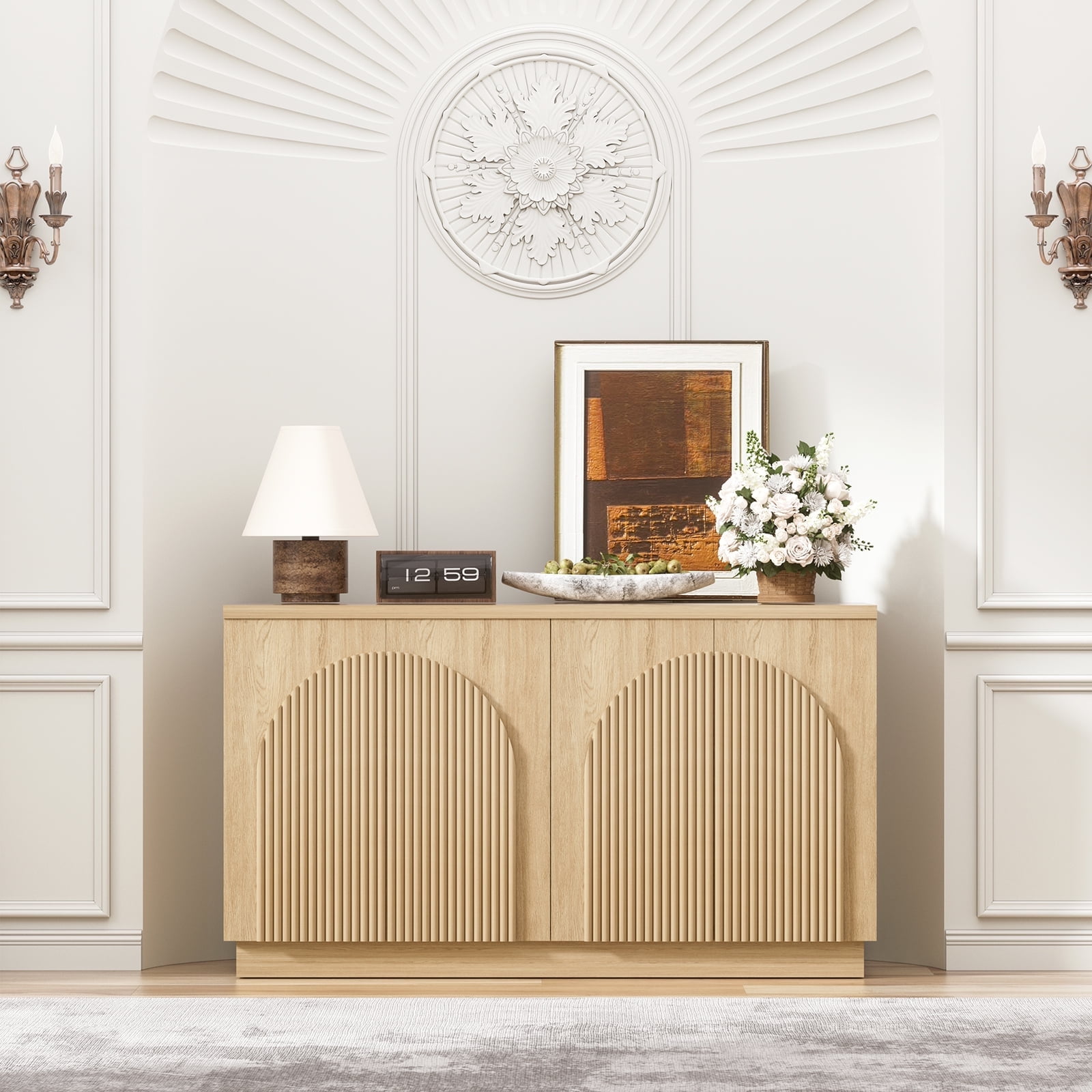Brafabhome Accent Sideboards Buffet Cabinet with Arched Reeded Design ...
