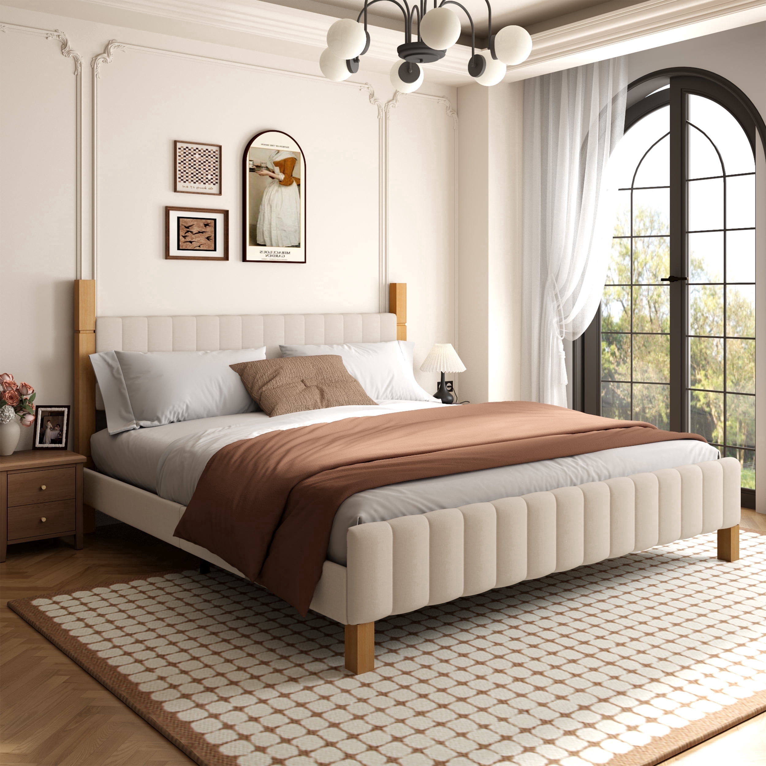 Brafabhome California King Bed Frame with Upholstered Headboard, Modern ...