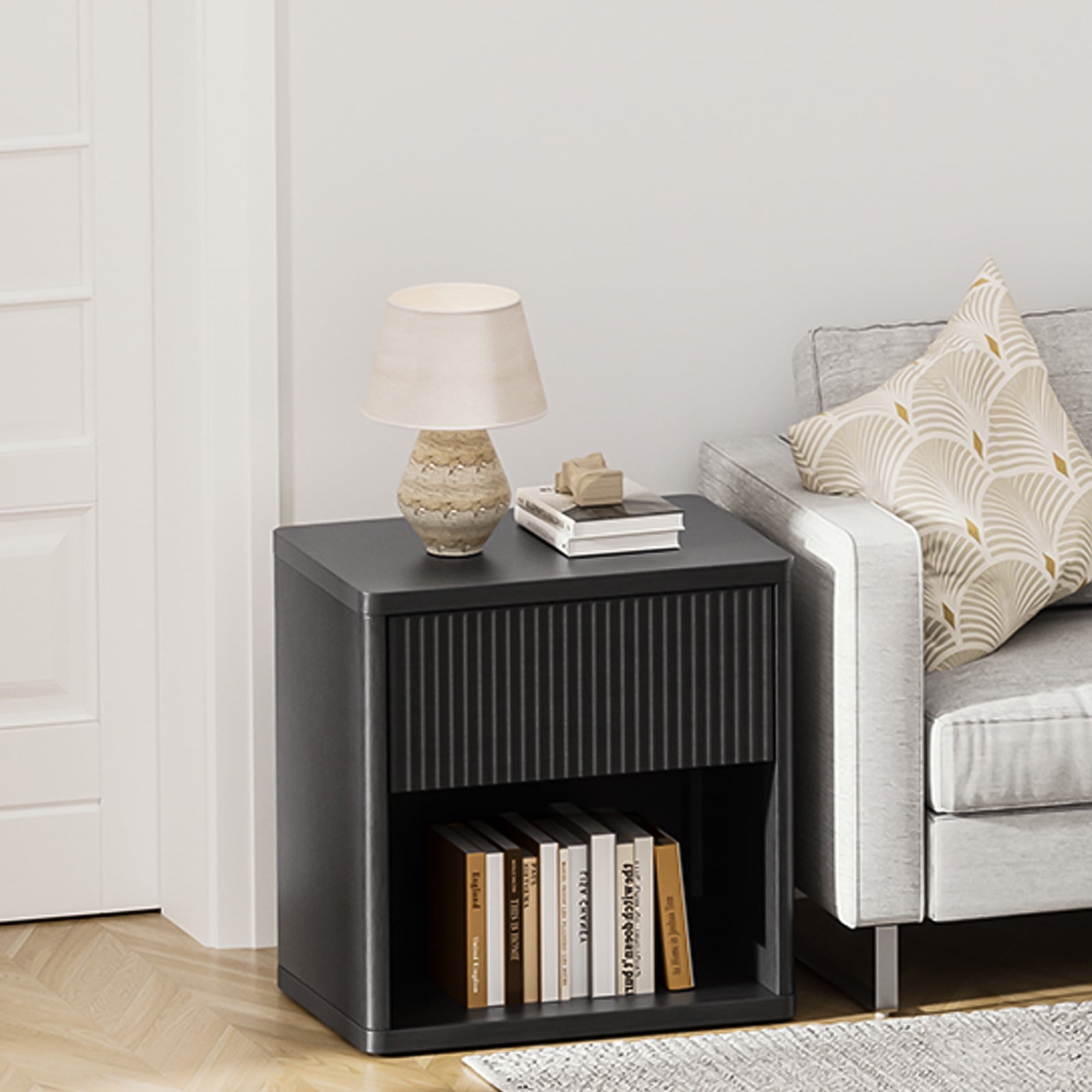 Brafabhome Modern End Tables with Drawer for Living Room, Fluted Side ...