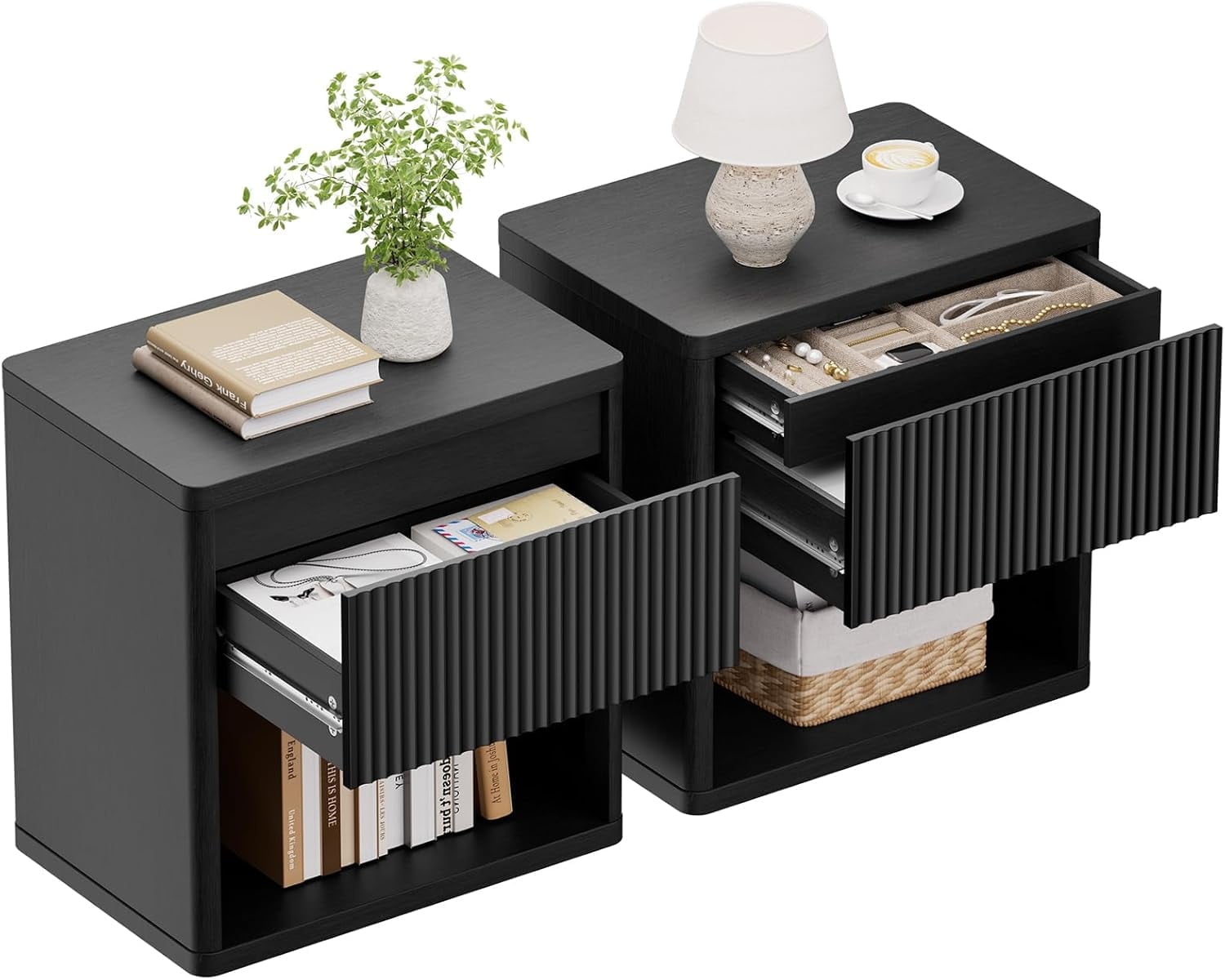 Brafabhome Set of 2 End Tables with Drawer for Living Room, Modern ...