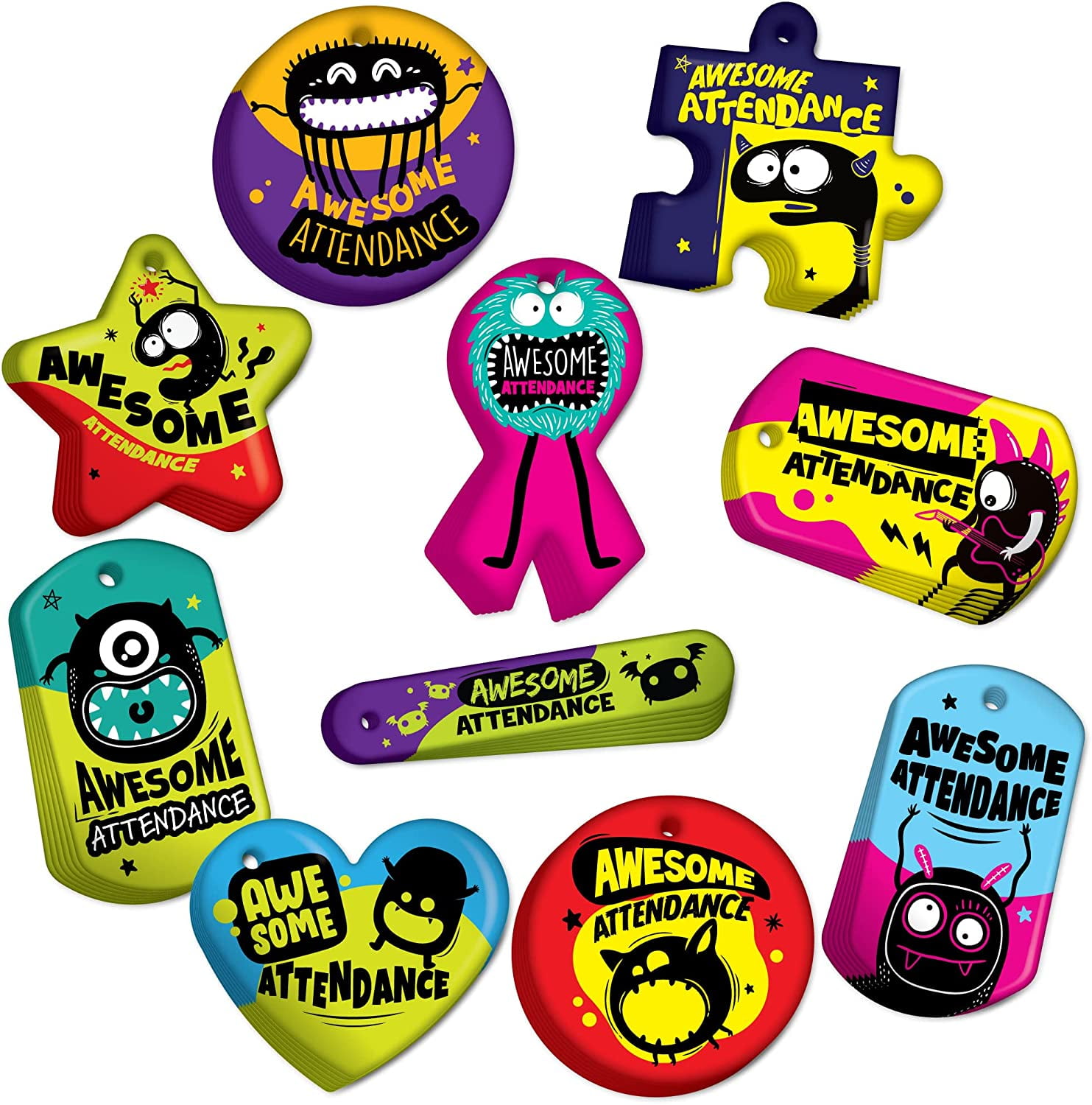 Brag Tags Fun Critters & Monsters Increase Attendance Incentives Value ...