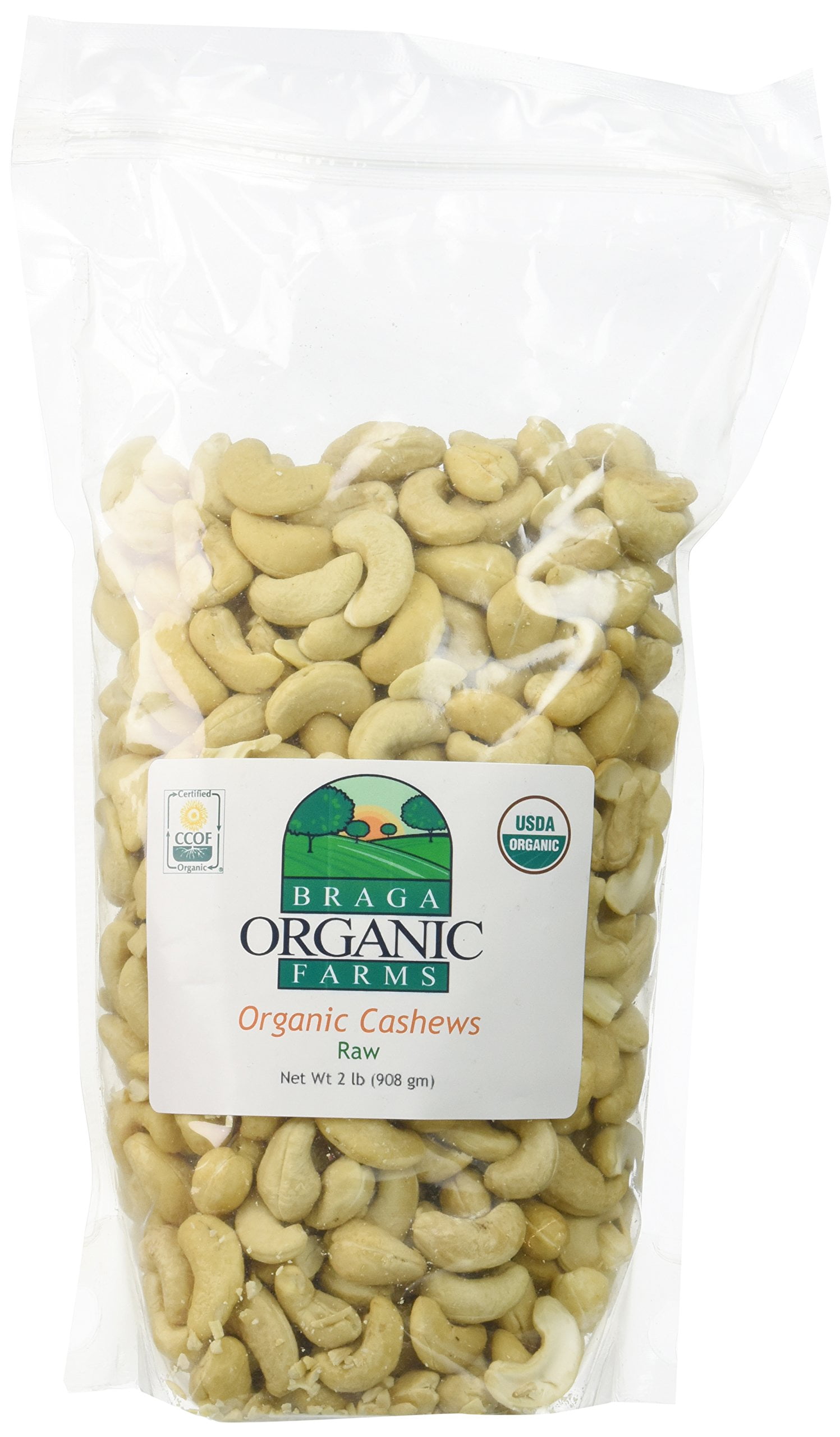 Braga Organic Farms Organic BDF32 Raw Cashews 2 lb. bag - Walmart.com