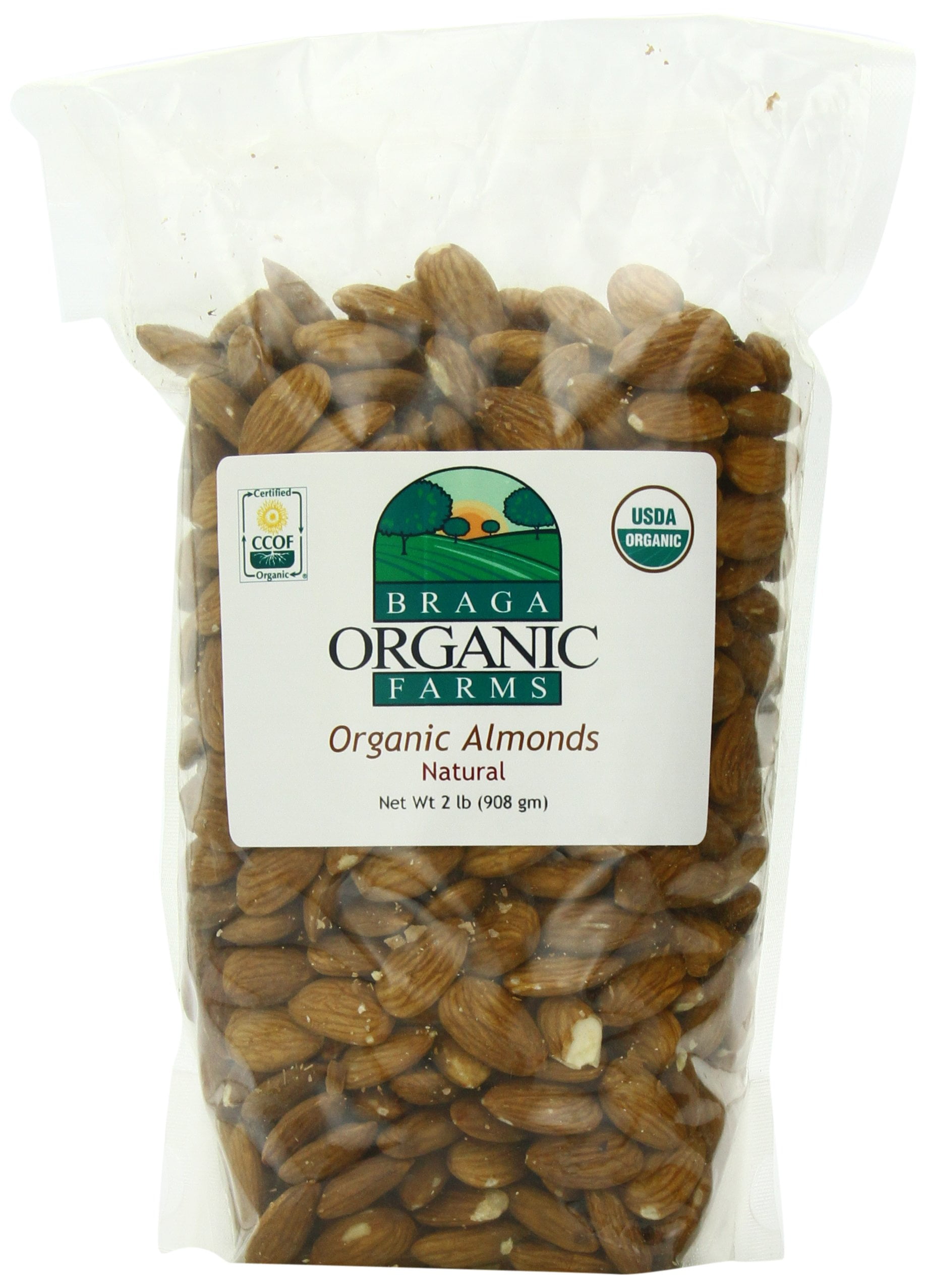 Braga Organic Farms Organic DEF29 Natural Almonds 2 lb. bag - Walmart.com