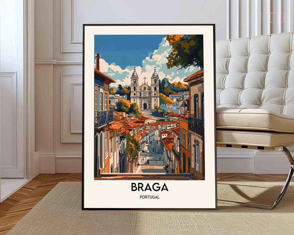 Braga Portugal City Map Wall Art Travel Decor Photo Print, Stretched ...