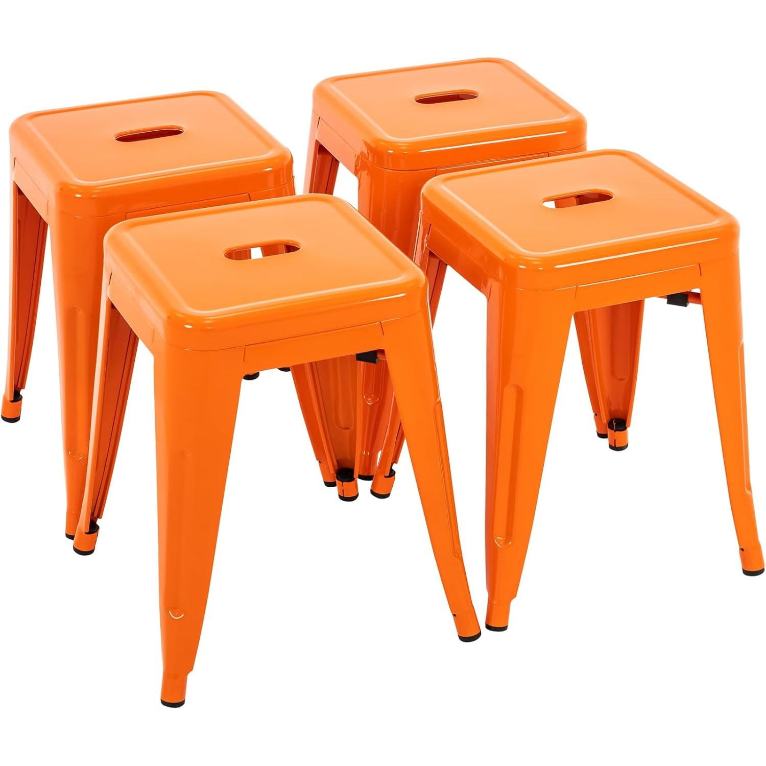 Brage Living 18 Inch Industrial Metal Stools Set of 4, Stackable ...