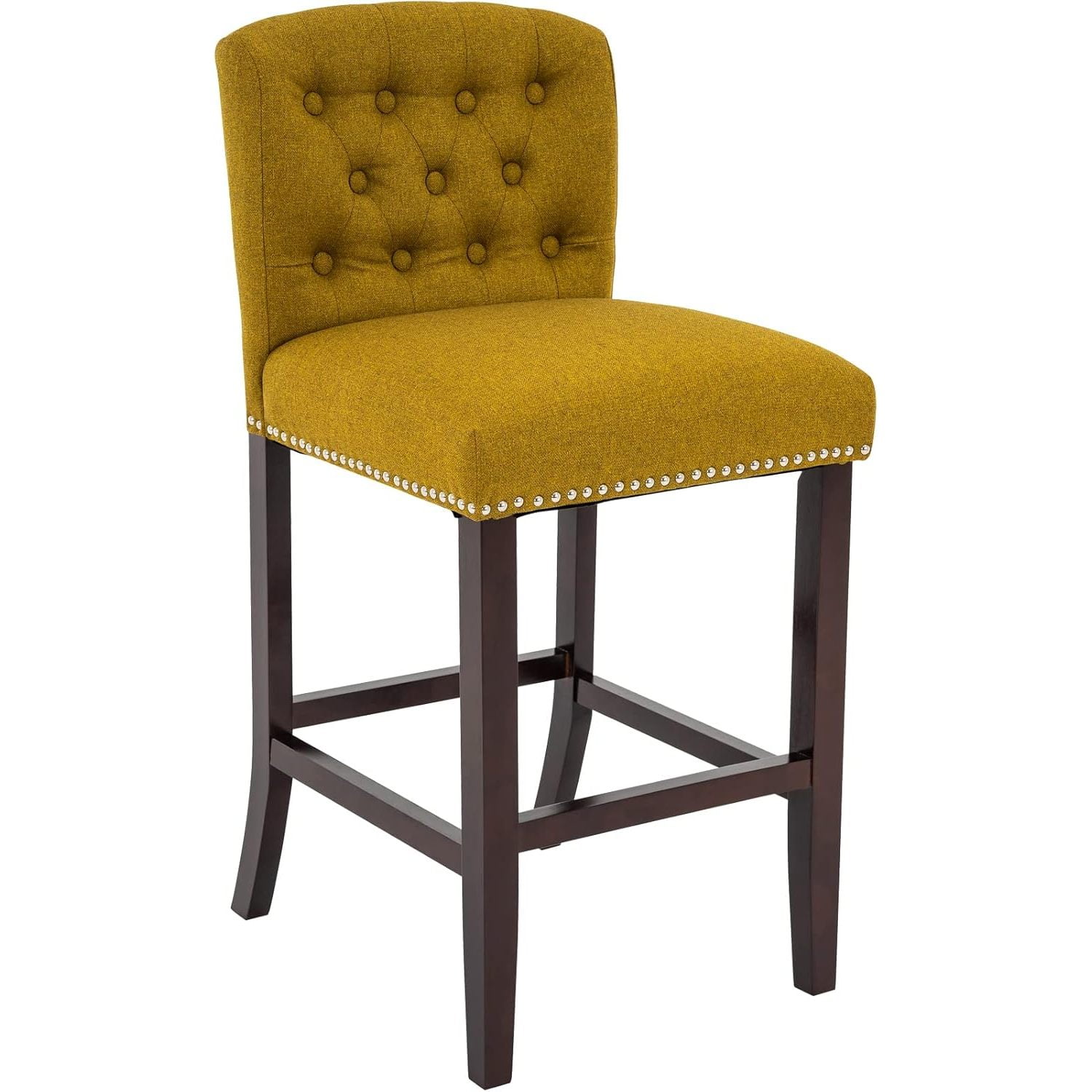 Brage Living 28 Inch Bar Stool, Linen Fabric Button Tufted Barstool ...