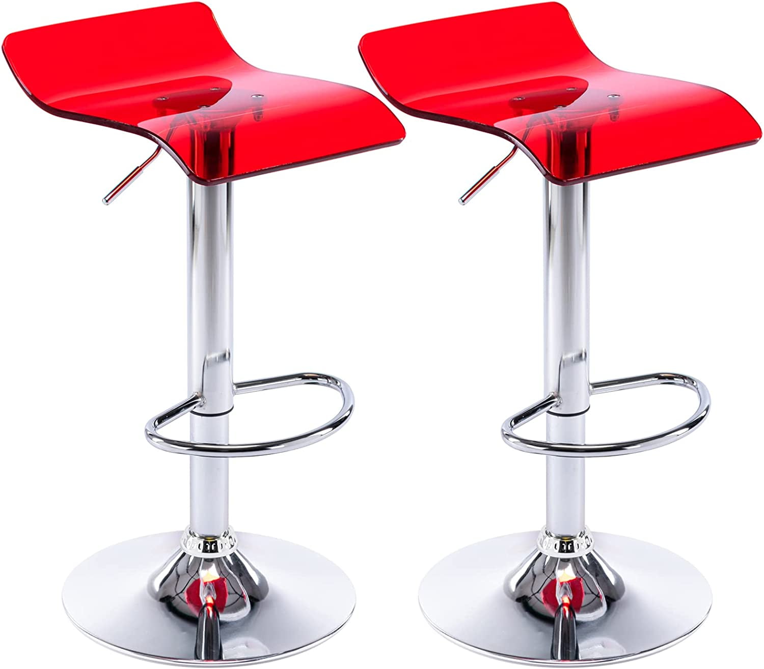 Brage Living Acrylic Bar Stools Set of 2, Backless Transparent Swivel ...