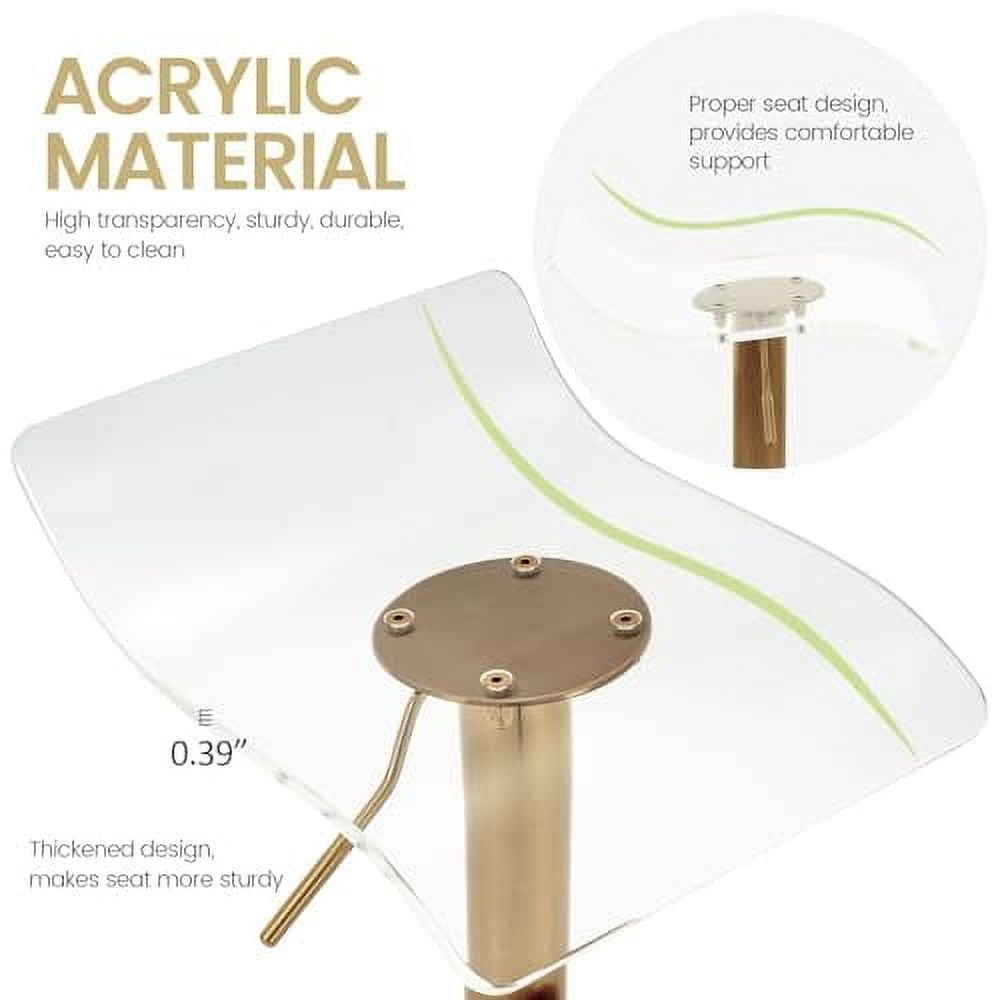 Brage Living Acrylic Bar Stools Set of 2, Backless Transparent Swivel ...