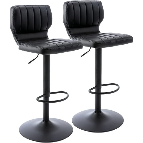 Brage Living Adjustable Bar Stools Set of 2, Modern PU Leather Swivel ...
