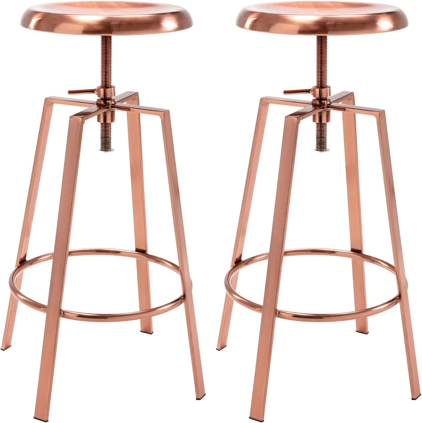 Brage Living Atlas Bar Stools Set of 2, Adjustable Swivel Four Legged ...