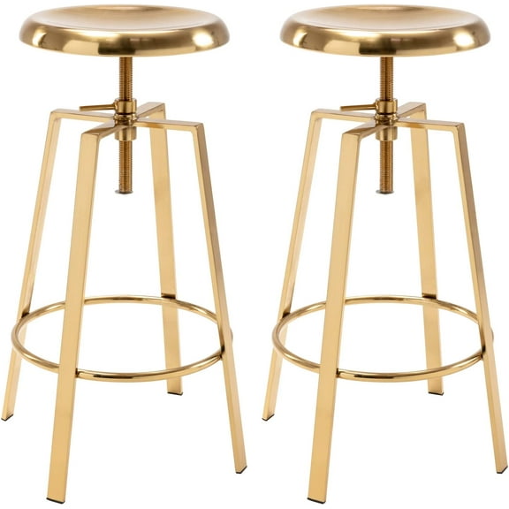 Brage Living Adjustable Bar Stools Set of 2, Swivel Round Metal Airlift ...