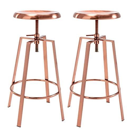 Brage Living Atlas Industrial Bar Stools Set of 2, Adjustable Swivel ...
