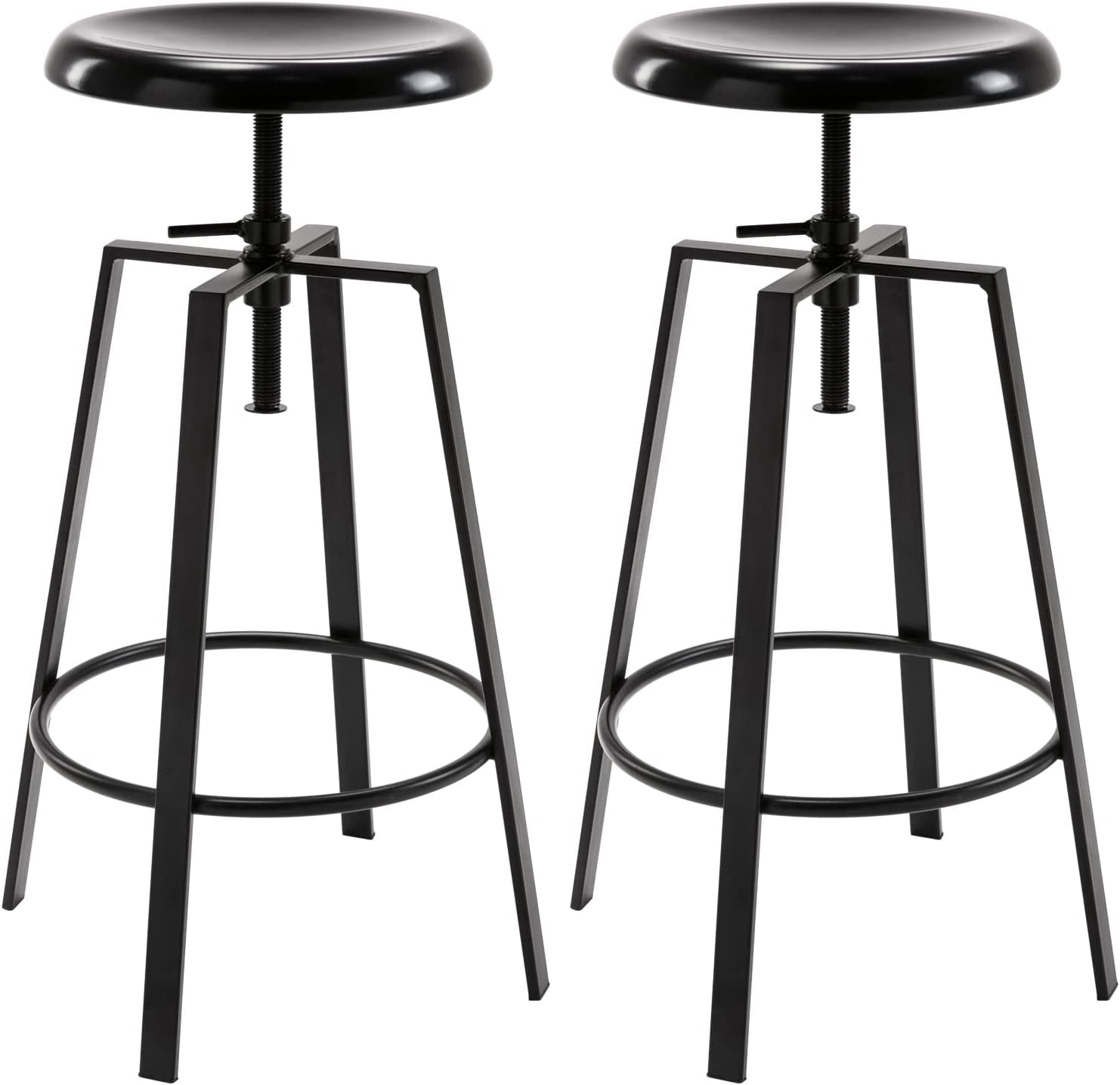 Brage Living Atlas Industrial Bar Stools Set of 2, Adjustable Swivel ...