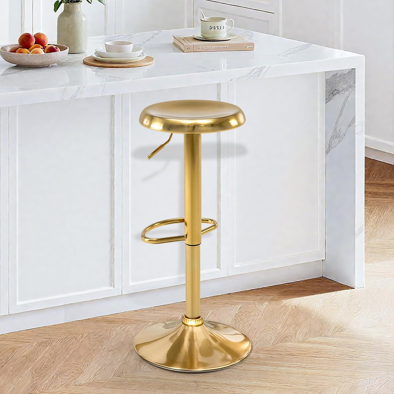 Brage Living Bar Stools, Adjustable Height Swivel Bar Stools, Metal ...