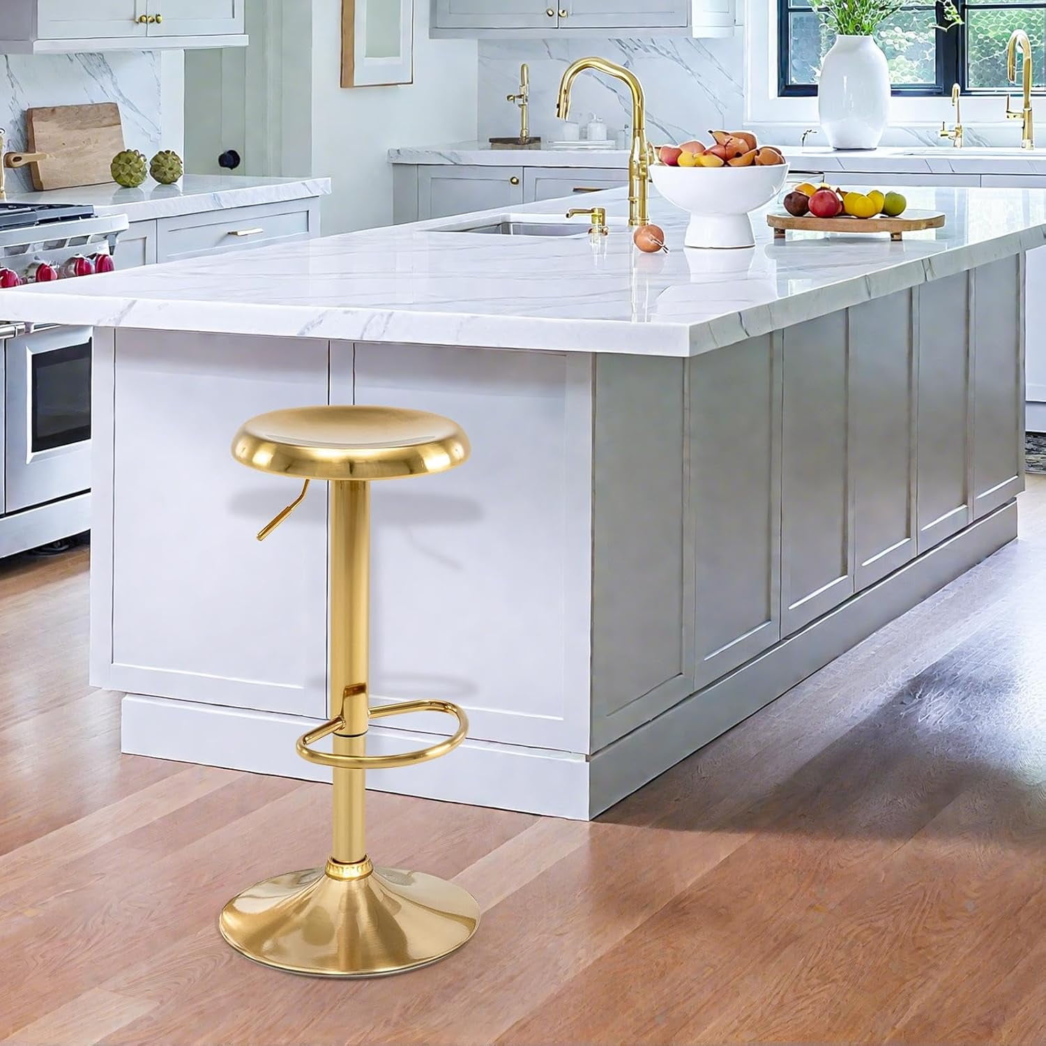 Brage Living Bar Stools, Adjustable Height Swivel Bar Stools, Metal ...