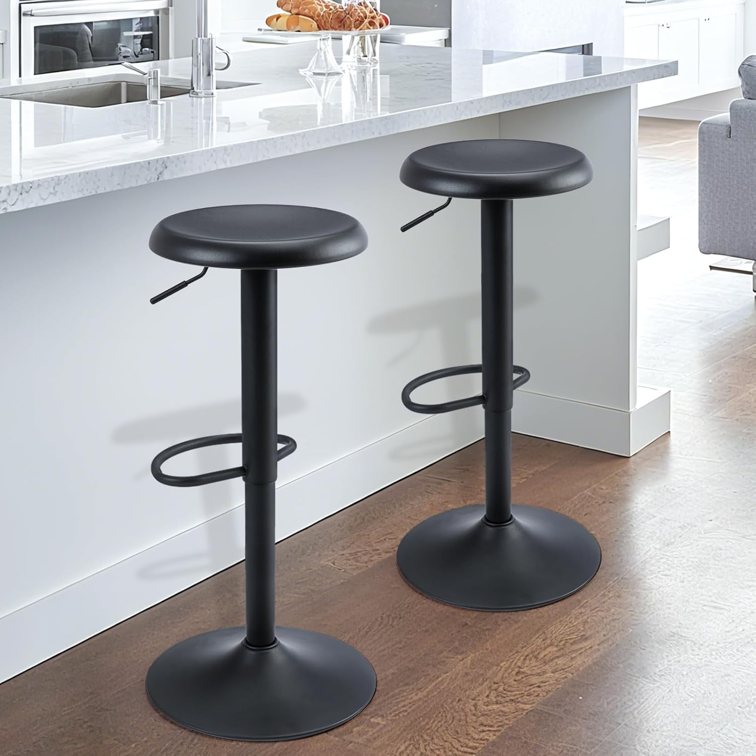 Brage Living Bar Stools Set of 2, Adjustable Height Swivel Bar Stools ...
