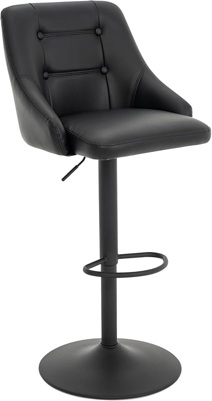 Brage Living Swivel Bar Stool with Back, Adjustable PU Leather Tufted ...