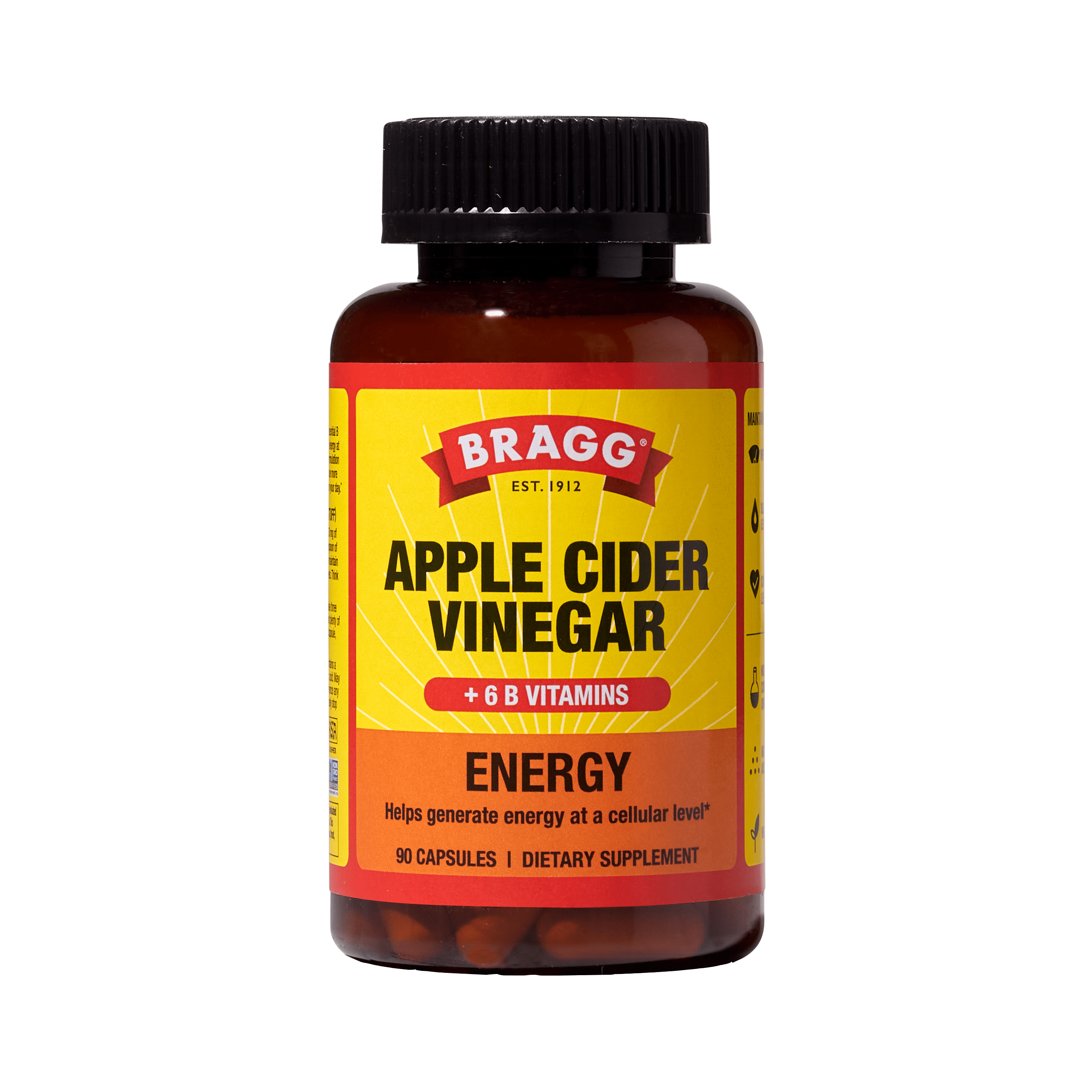 Bragg Organic Apple Cider Vinegar Energy Supplement Capsules, 90 Units ...